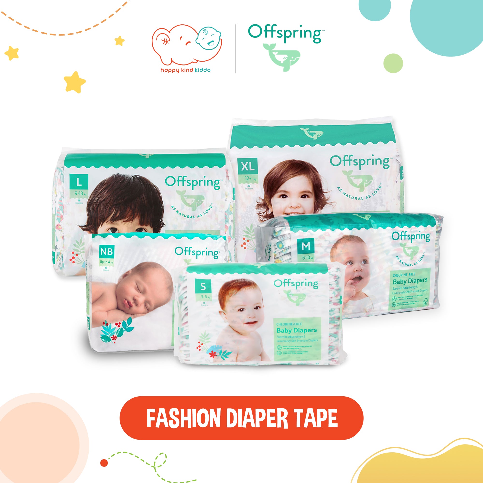 Offspring Chlorine-Free Fashion Diaper, TAPE – Happy Kind Kiddo MY