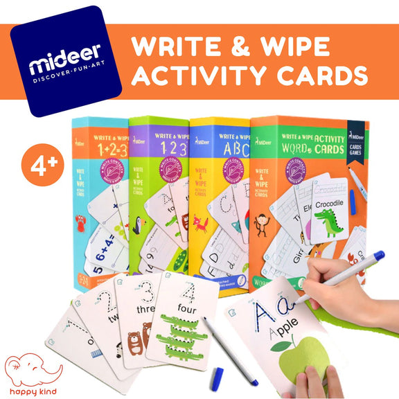 MiDeer Write & Wipe Activity Card (4 Activities) – Happy Kind Kiddo MY